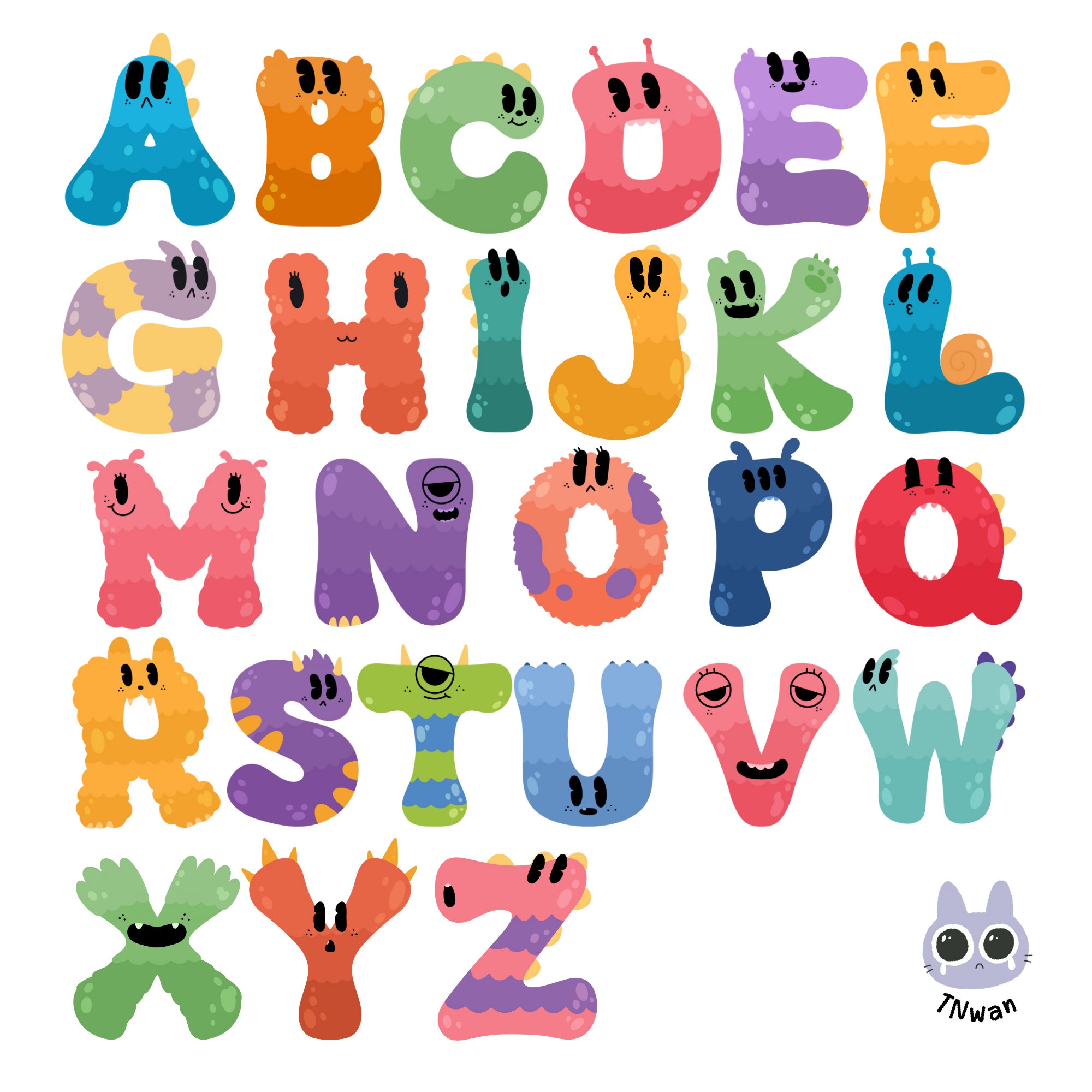 Monster Alphabet Clipart,alphabet Png Doodle,monster Letters,comic ...