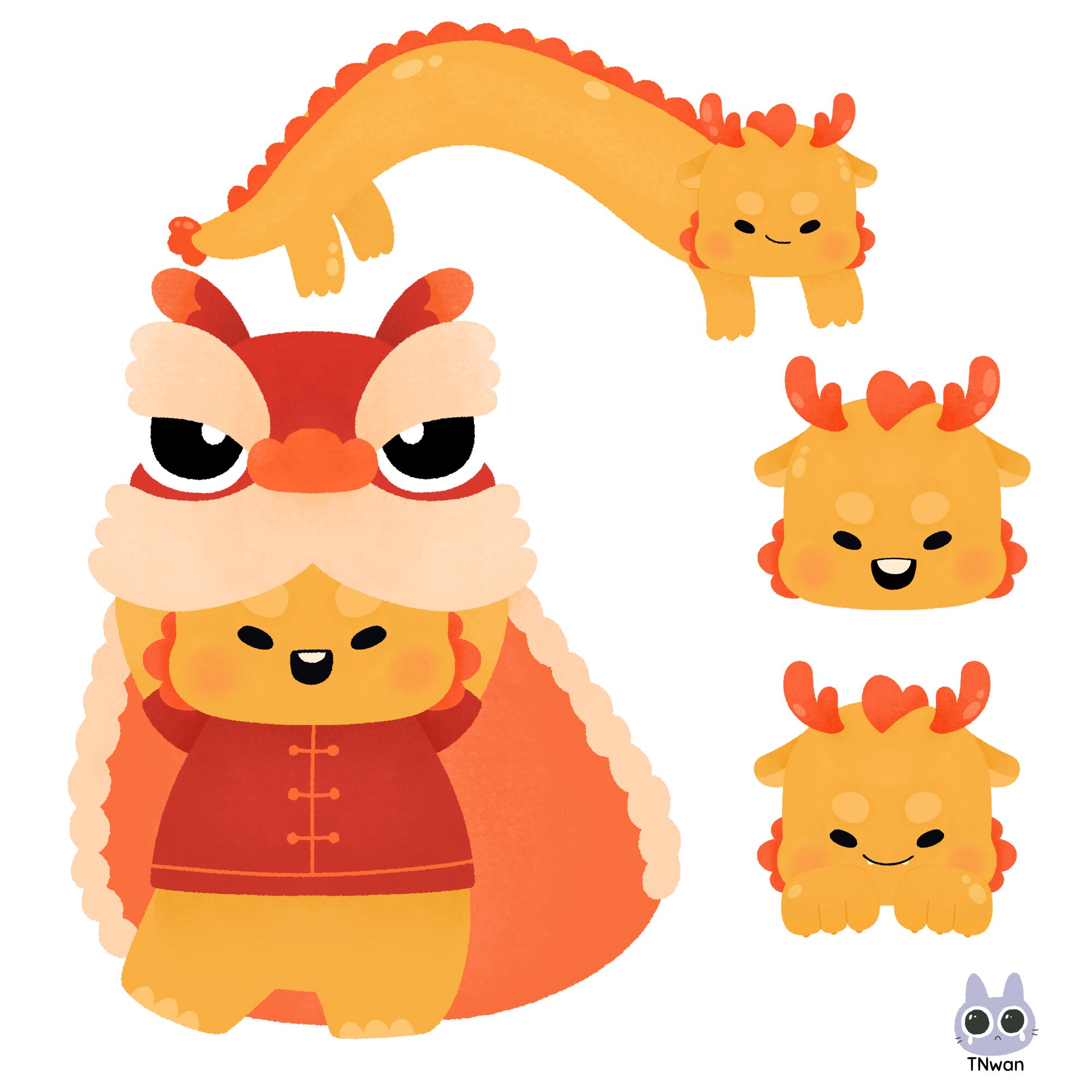 Chinese New Year Clipartlunar New Year Clipartdragon - Etsy