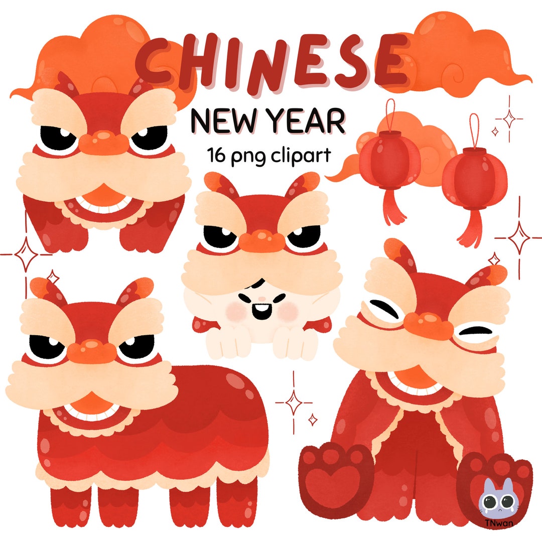 Chinese New Year Clipartlunar New Year Clipartlion Dance - Etsy