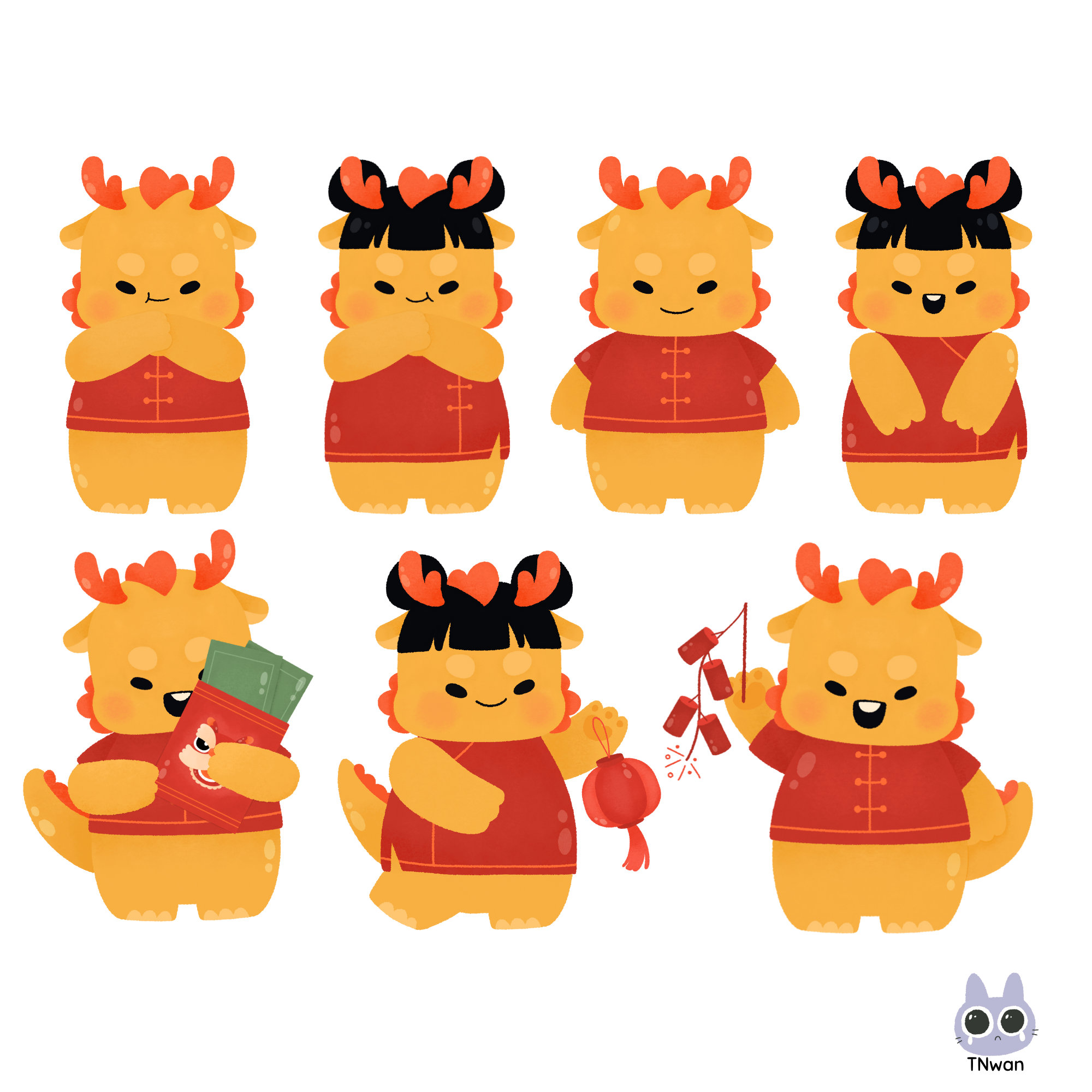 Chinese New Year Clipartlunar New Year Clipartdragon - Etsy