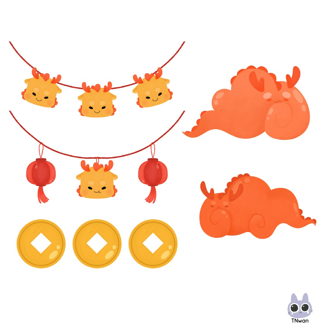 Chinese New Year Clipartlunar New Year Clipartdragon - Etsy