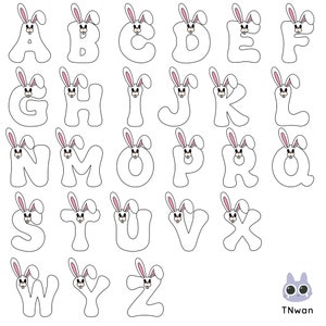 Easter Bunny Alphabet Letters Png,easter Doodle Alphabet,easter Eggs ...