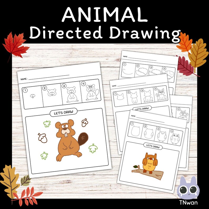 Autumn Animal Directed Drawing PDF How to Draw Step by Step for Kids ...