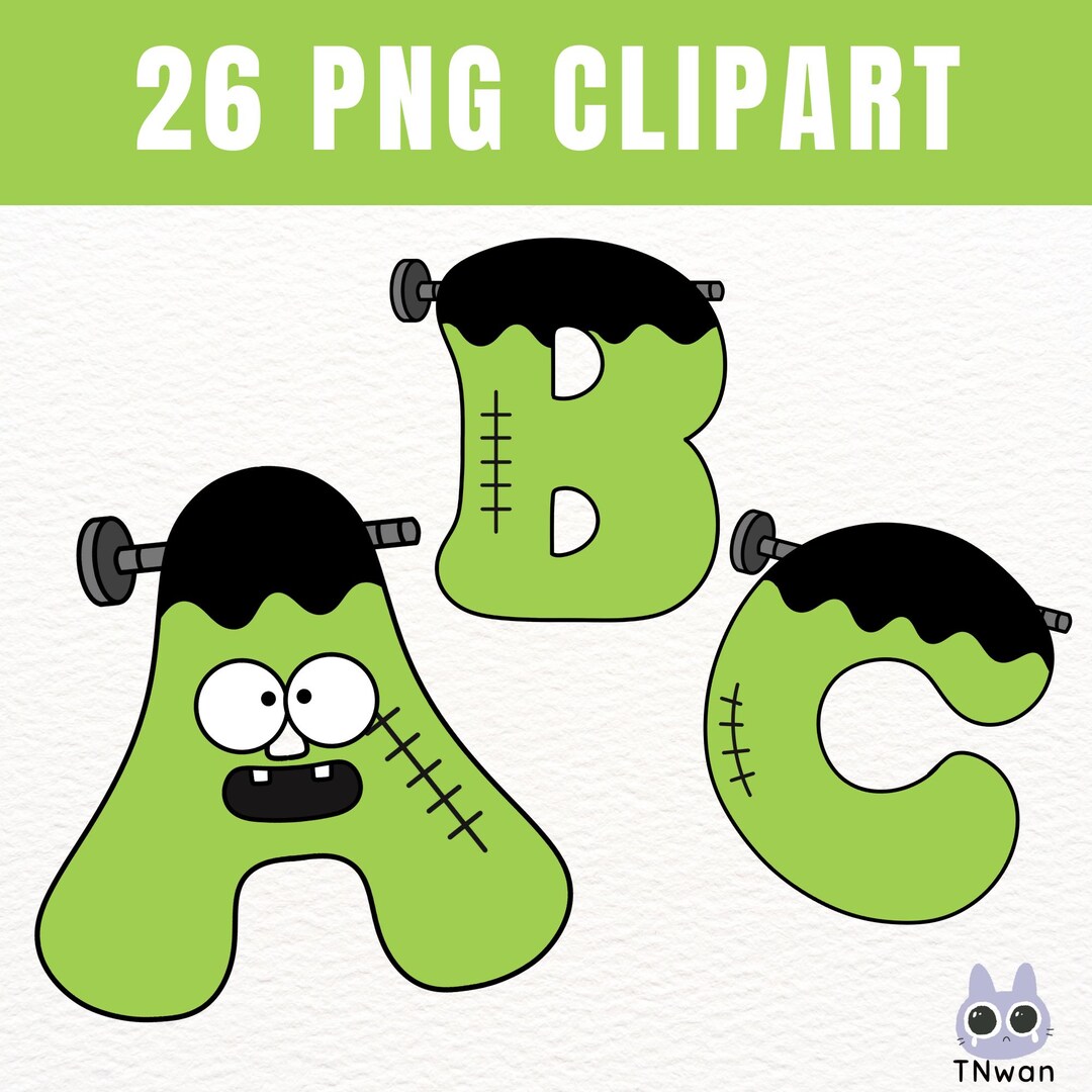Frankenstein Alphabet Png,halloween Letters Clipart for Kids,spooky ...