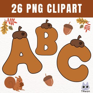 Acorn Alphabet Png,fall Autumn Letters Clipart for Kids,cute Woodland ...