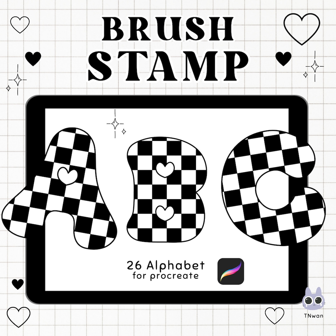 Retro Alphabet Brush Stamp,procreate Letter Stamp,alphabets Brush Stamp ...