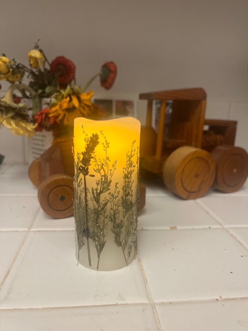 Battery Operated Flameless Pillar Candle With Wild Sage and Lavender - Etsy