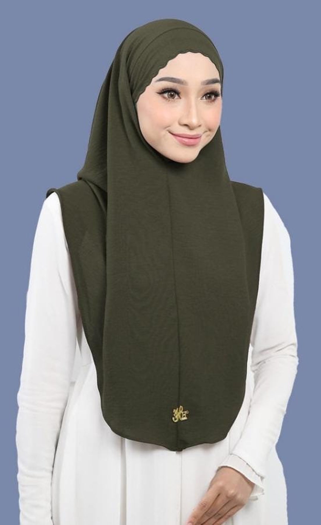 Instant Scallop Edge Hijab: Cey Crepe Tie-back, Anti-wrinkle Easy On - Etsy