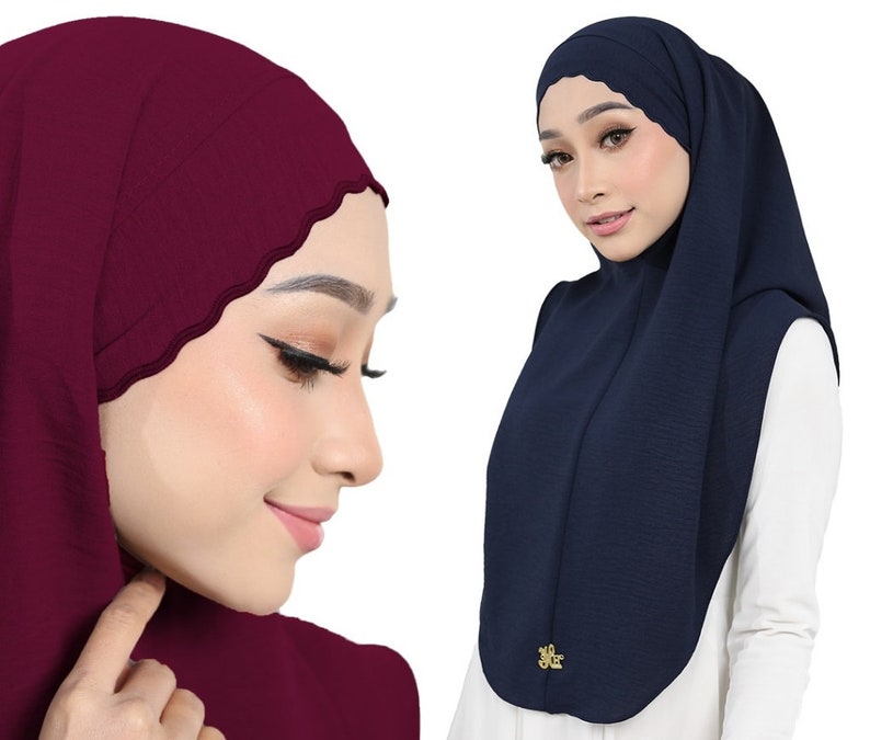 3X Instant Hijab Scallop Edge Tie-back Ready to Wear You Get 3pcs per ...
