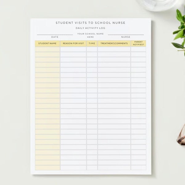 School Nurse Daily Log In - Etsy