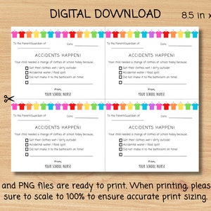 Change of Clothes Note Home, School Nurse Note Home, School Nurse ...