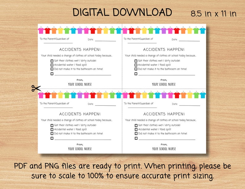 Change of Clothes Note Home, School Nurse Note Home, School Nurse ...