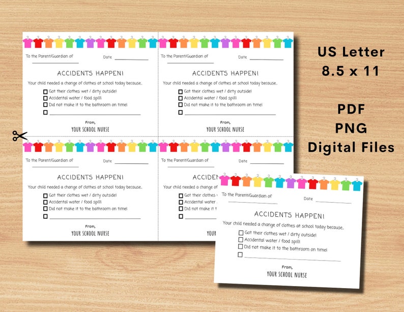 Change of Clothes Note Home, School Nurse Note Home, School Nurse ...