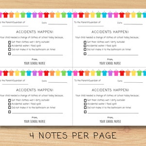 Change of Clothes Note Home, School Nurse Note Home, School Nurse ...