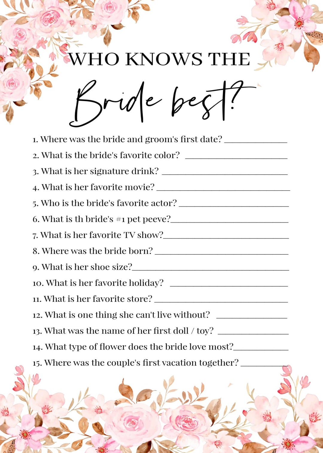 Who Knows Bride BEST, PINK BLISS, Bridal Shower, Minimalist Bridal ...