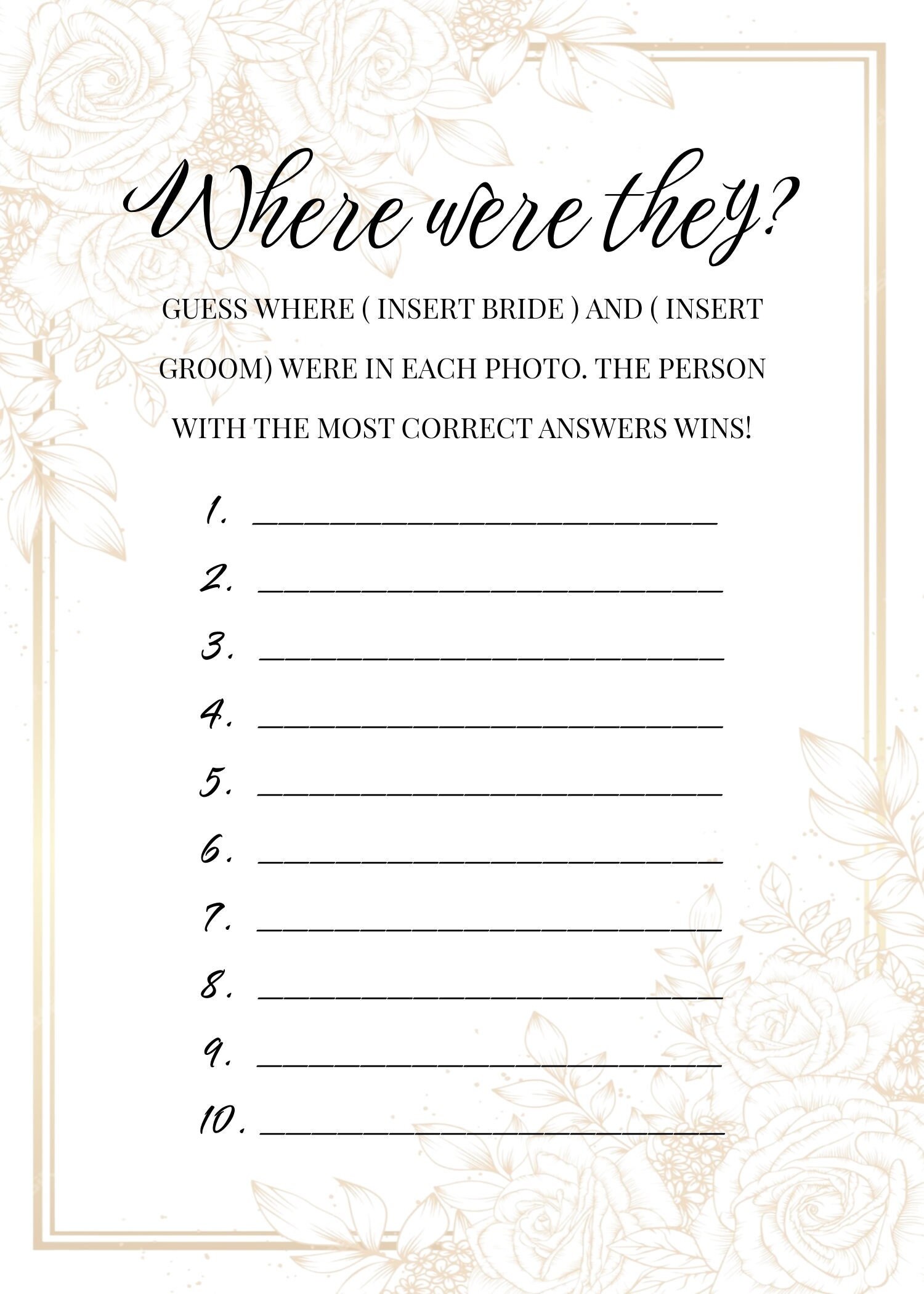 Bride and Groom Games - Guess Where They Were in Each Photo - Games for ...