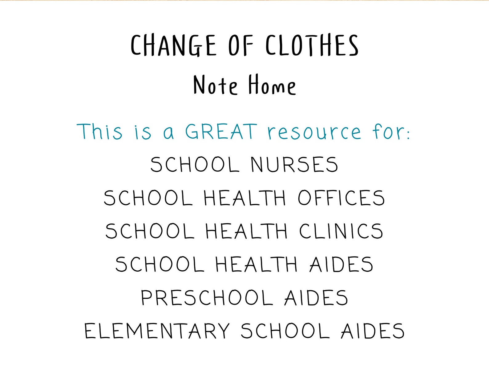 Change of Clothes Note Home, School Nurse Note Home, School Nurse ...