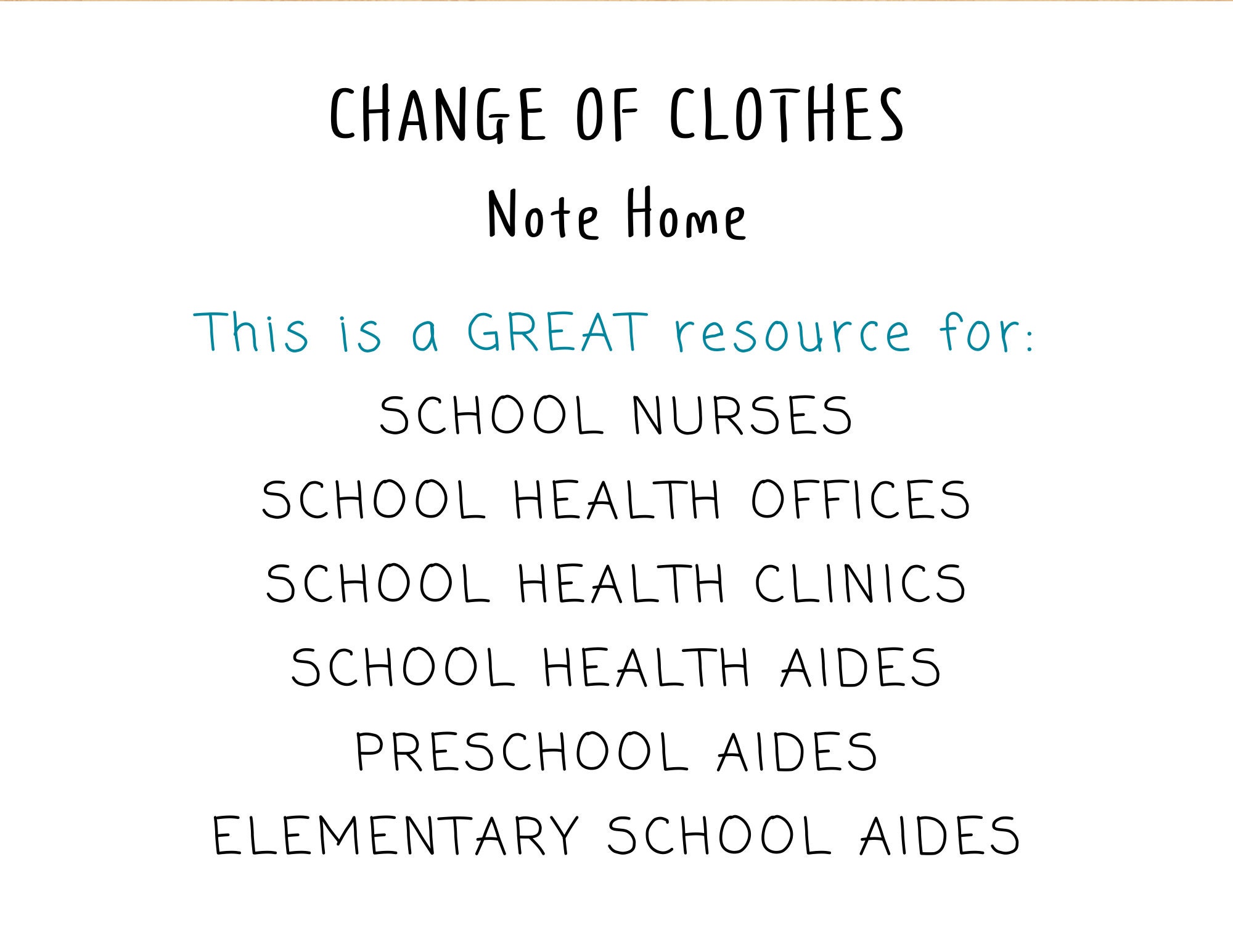 Change of Clothes Note Home, School Nurse Note Home, School Nurse ...