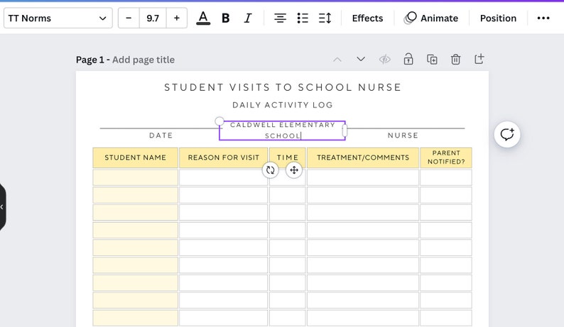 School Nurse Student Health Office Daily Log I Student Health Log I ...