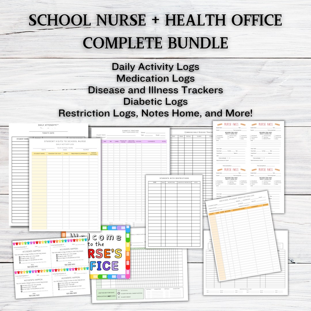 Nurse Health Office Printable I School Nurse Logs I Health Office ...