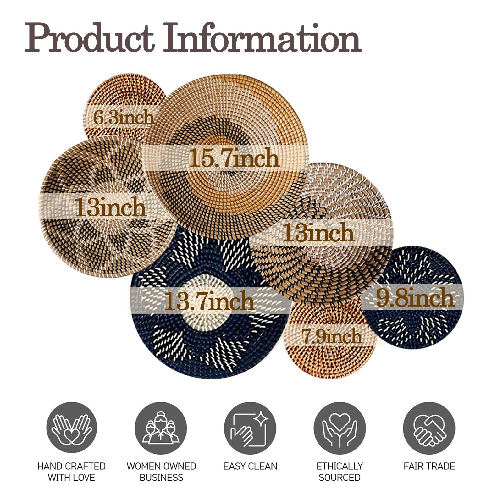 Boho Style Rattan Wall Decor Wicker Wall Decoration Hanging Wall Basket ...