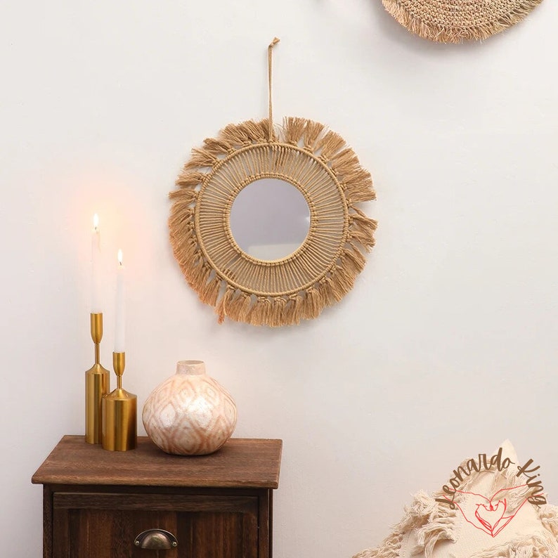 Handmade Macrame Round Wall Mirror for Stylish Room Decor - Ideal ...