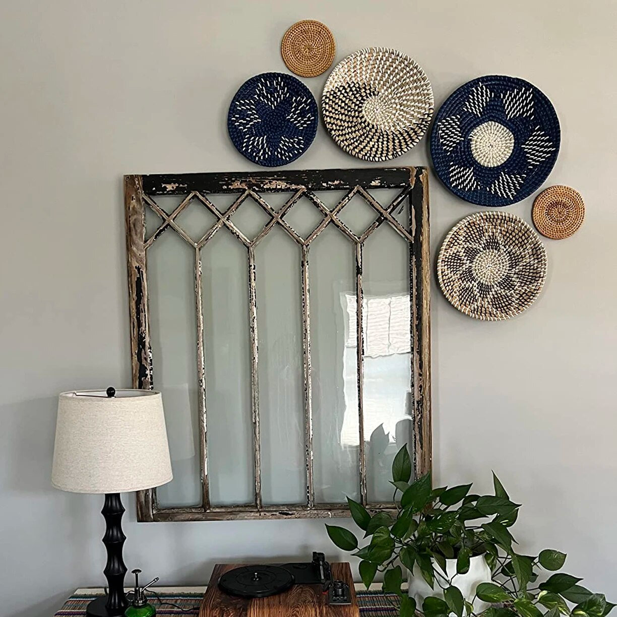 Boho Style Rattan Wall Decor Wicker Wall Decoration Hanging Wall Basket ...