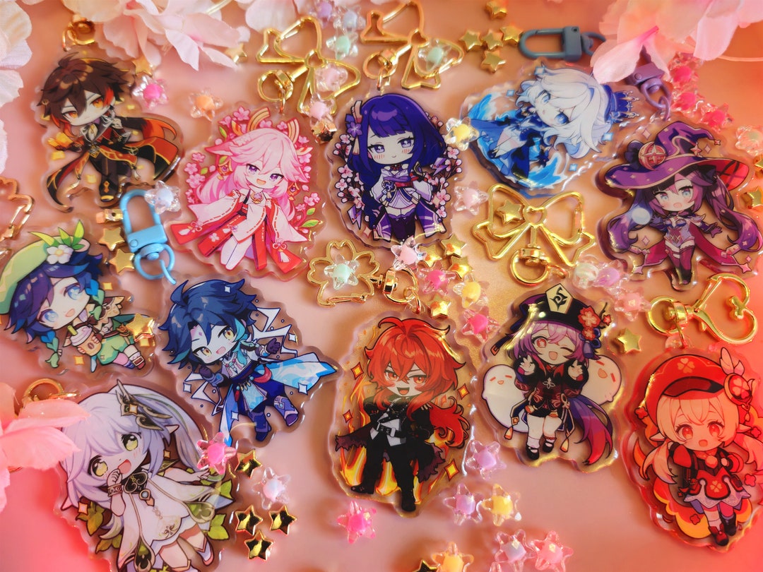 Genshin Impact 2.5” Double Sided Epoxy Acrylic Keychains of Venti ...