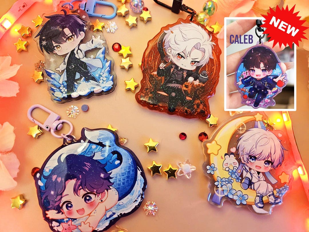 LOVE and DEEPSPACE 2.5” Double Sided Epoxy Acrylic Keychain Chibi Sylus ...