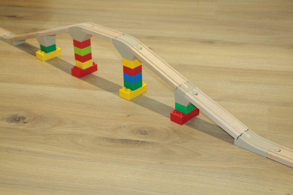 Wooden Railway Bridge Set, Can Be Combined With Building Blocks - Etsy