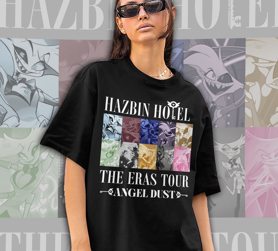 Funny Angel Dust the Eras Tour Style Shirt, Hazbin Hotel Cartoon Merch ...