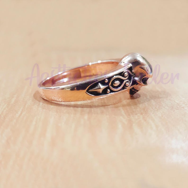 Gothic Skull Sterling Silver Ring, 0.20 Ct Black Sapphire, Rose Gold ...