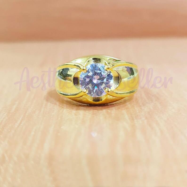 Men's Wedding Engagement Ring Band, 2.00 Ct Round Cut White Moissanite ...