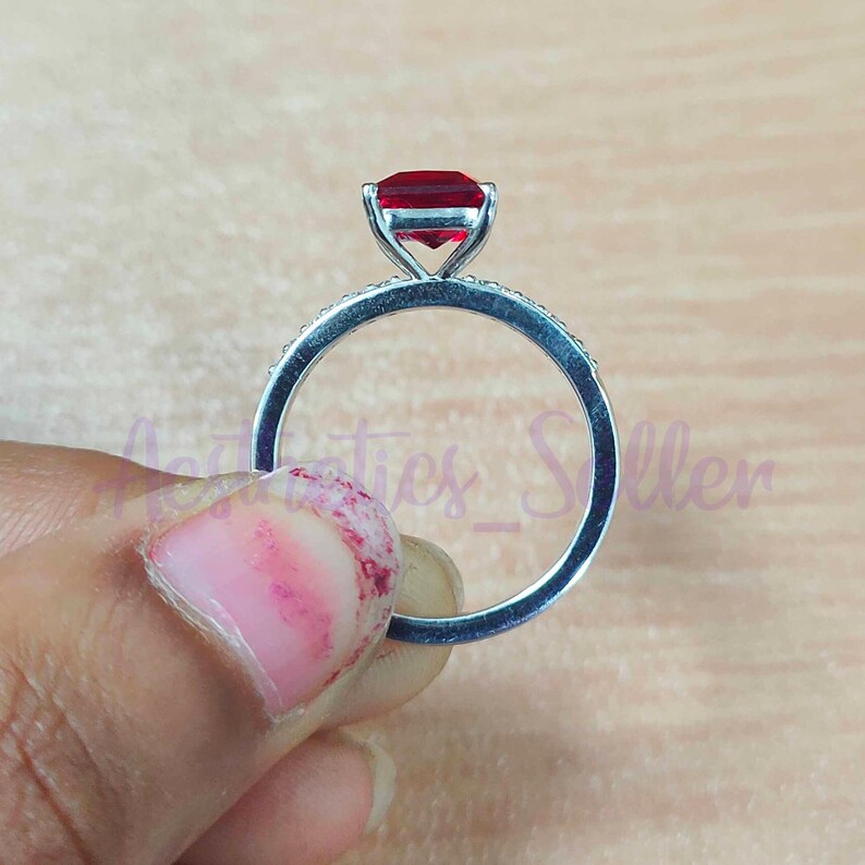 Solitaire Engagement Ring, 2.20 CT Princess Cut Red Ruby Sapphire ...