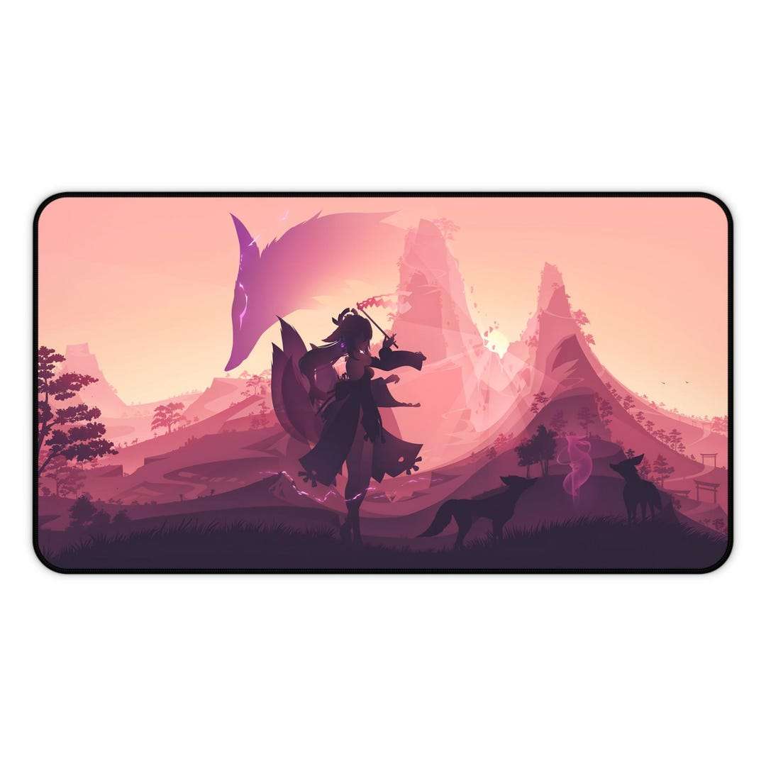 Yae Miko Genshin Impact Desk Mat, Gaming Mouse Pad, Desk Accessories ...
