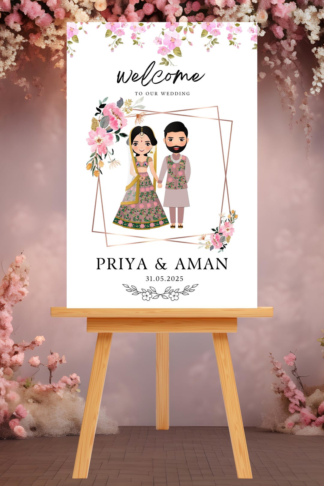 Indian Wedding Welcome Sign | Editable Canva Template - Etsy