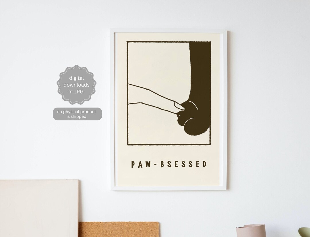 Black Cat Wall Poster Printable, Cat Paws Wall Art Print, Pet Love ...