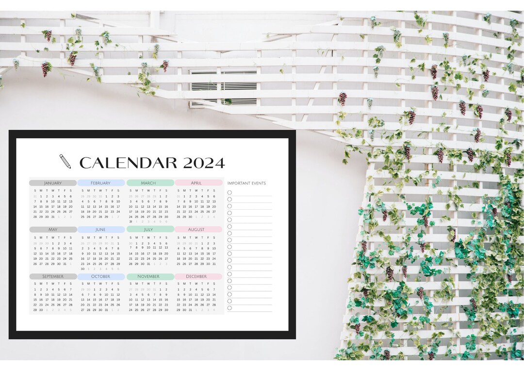 2024 Calendar Printable 2024 Annual Plan Event Planner Digital Download ...