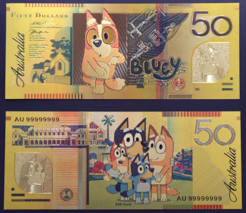 Bluey Collectible Golden Foil Banknotes - Etsy Australia