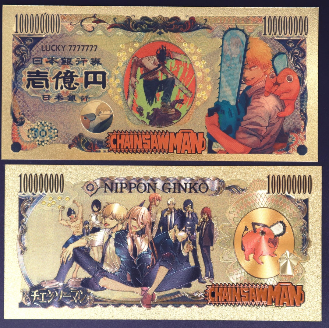 Chainsaw Man Collectible Golden Foil Banknotes - Etsy