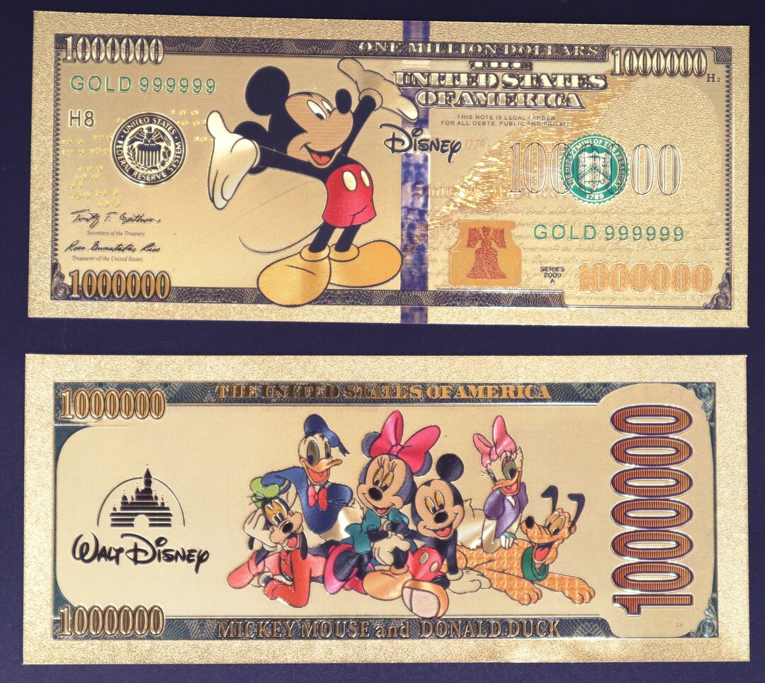 Mickey and Friends Collectible Golden Foil Banknotes - Etsy