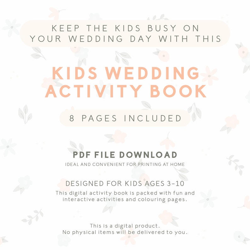 Kids Wedding Activity Book - Etsy
