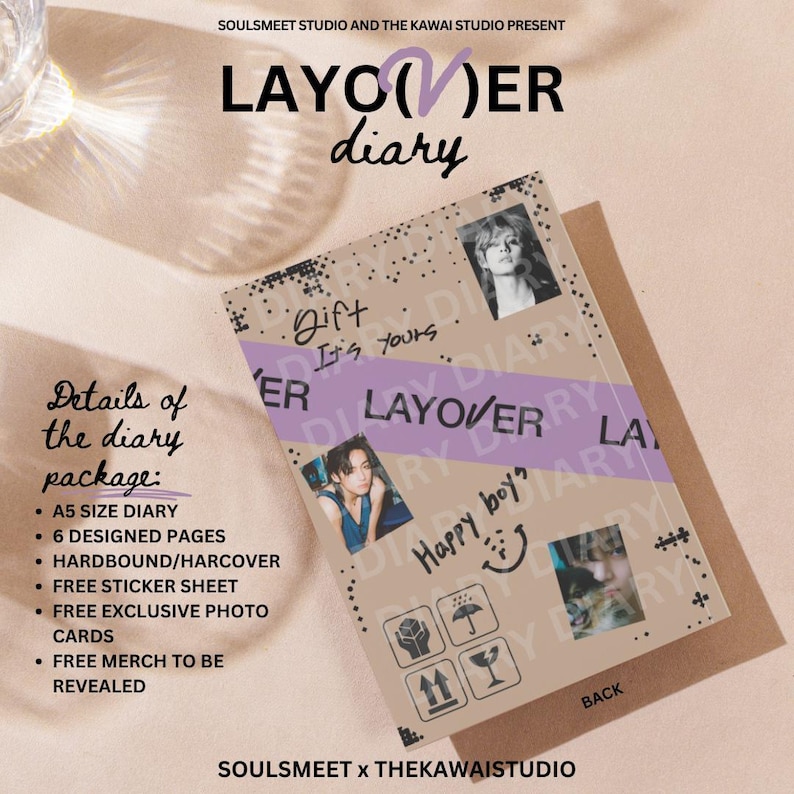 BTS V Layover Diary - A5 Size Hardbound Journal With Free Stickers and ...