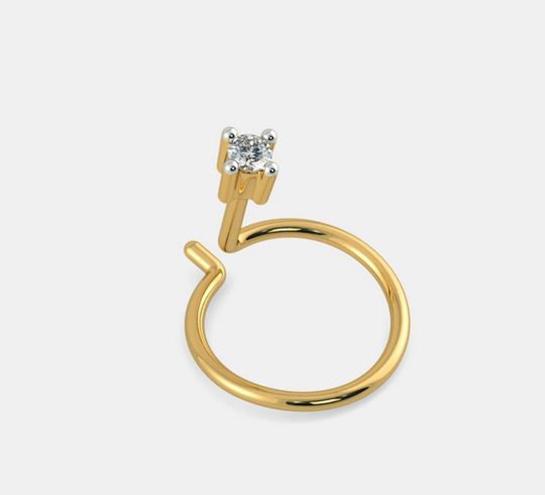 18k Solid Yellow Adonis Fancy Nose Pin Gold Diamond Nose Stud - Etsy