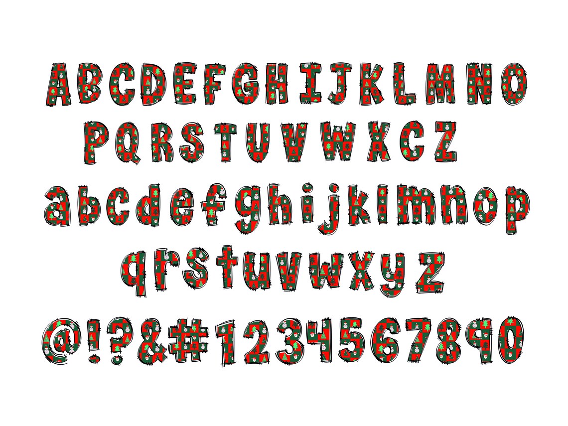 Christmas Doodle Letters Clip Art PNG Files,xmas Clipart Alphabet ...