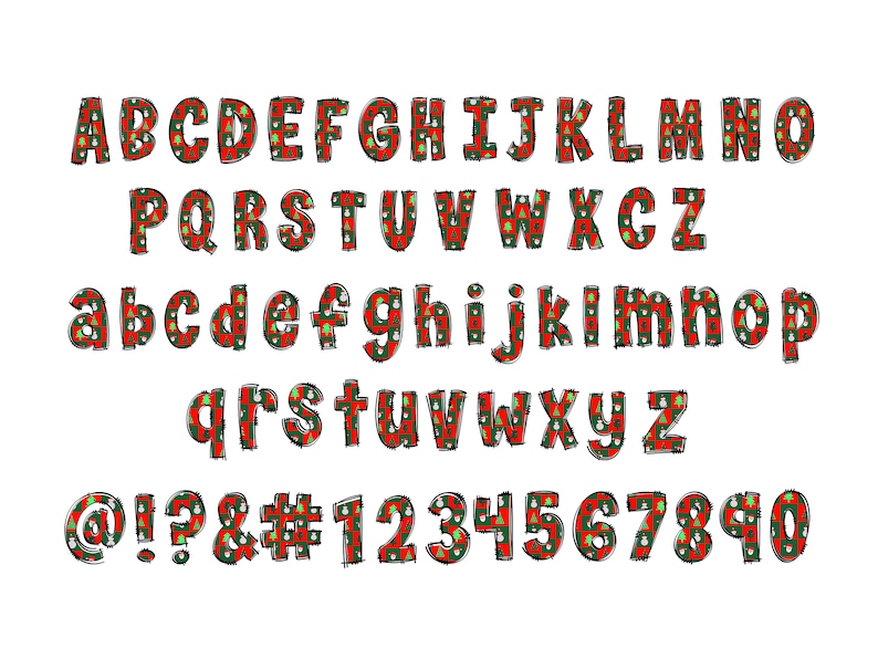 Christmas Doodle Letters Clip Art PNG Files,xmas Clipart Alphabet ...