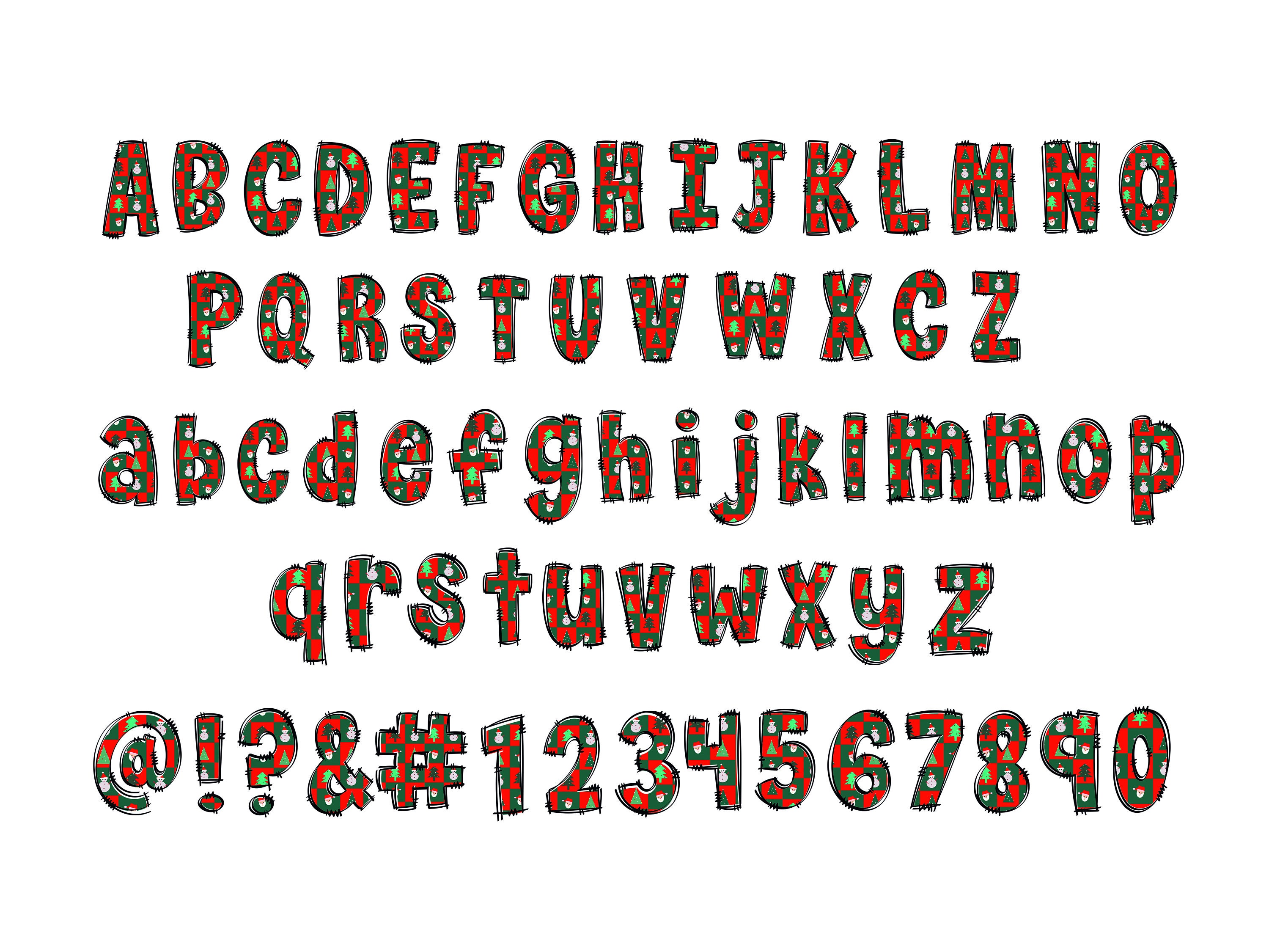 Christmas Doodle Letters Clip Art PNG Files,xmas Clipart Alphabet ...