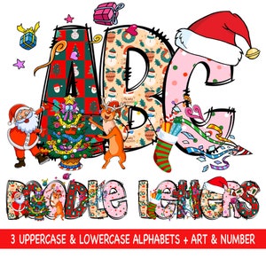 Christmas Doodle Letters Clip Art PNG Files,xmas Clipart Alphabet ...