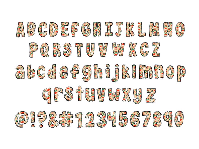 Christmas Doodle Letters Clip Art PNG Files,xmas Clipart Alphabet ...