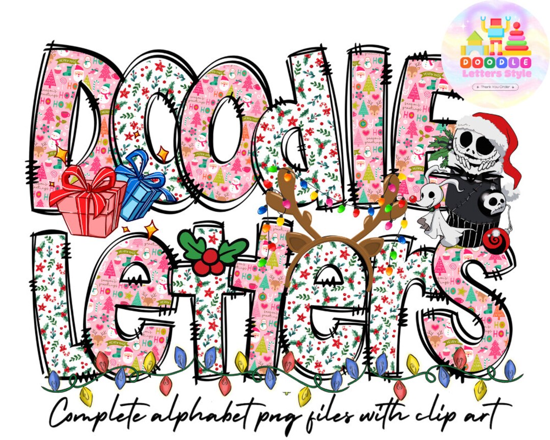 Christmas Doodle Alphabet Doodle Letters PNG Files, Doodle Alpha Bundle ...